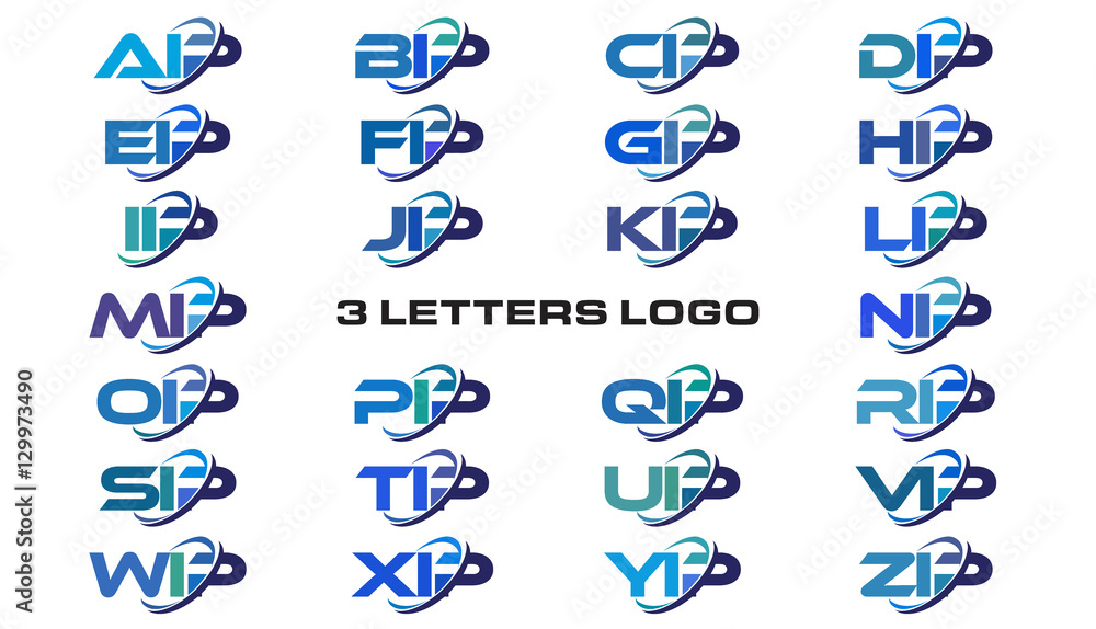 Vector de Stock 3 letters modern generic swoosh logo AIP, BIP, CIP, DIP ...