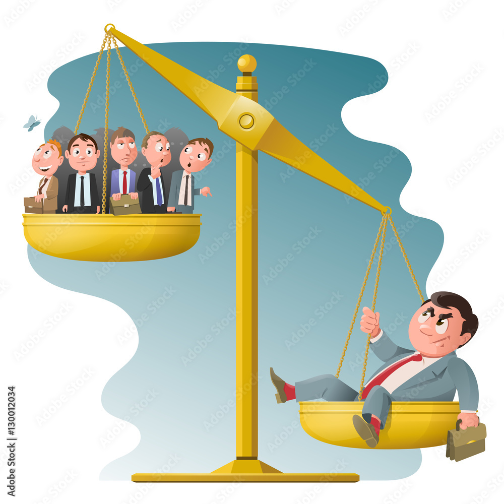 Libra. Relative weight. He weighs more, than all of them. Cartoon ...