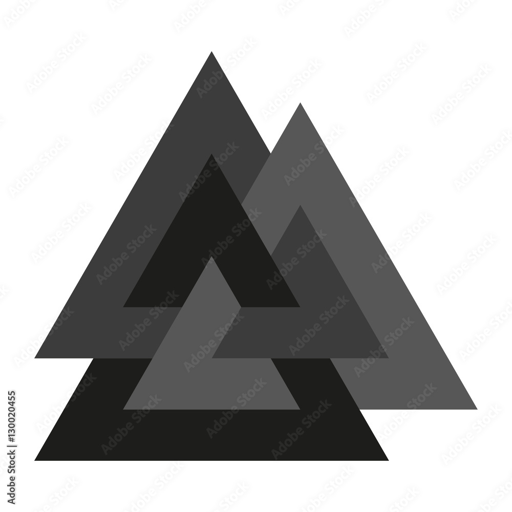 Optical illusion object. Valknut or Knot of the dead. Magic symbol, an ...