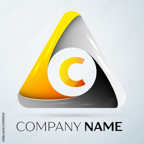 Letter C vector logo symbol in the colorful triangle on grey background ...