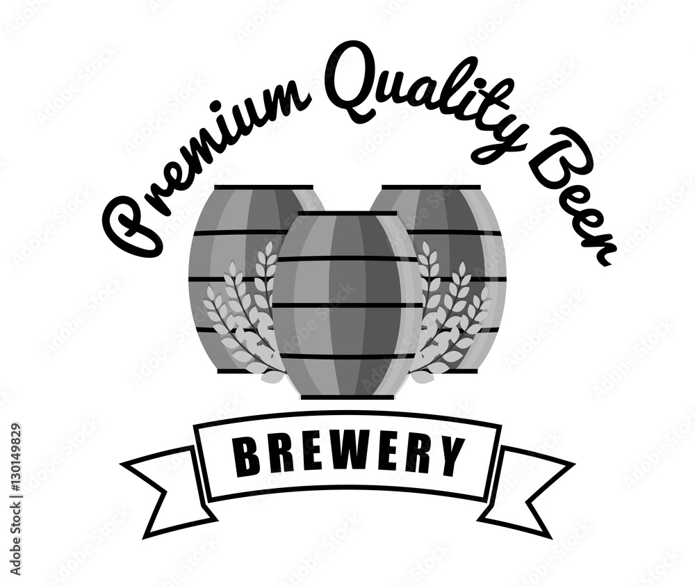 brewery premium quality beer barrels wooden vintage vector illustration ...