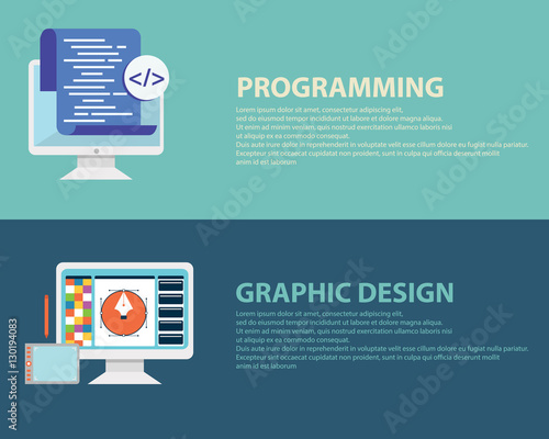 Programming, coding and web design banner Stock Vector | Adobe Stock