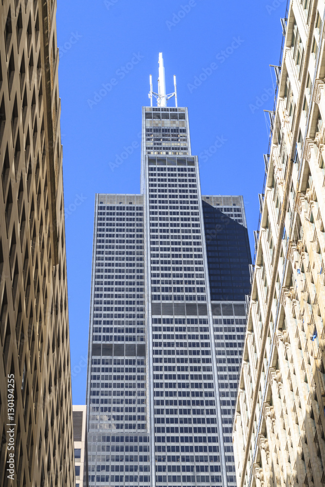 Willis Tower, formerly the Sears Tower, completed in 1973, at the time ...