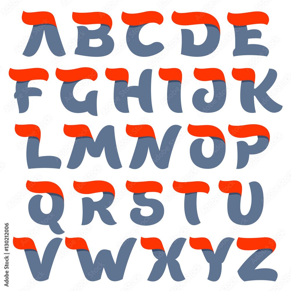 Fast speed vector script alphabet letters with red flag line. Stock ...