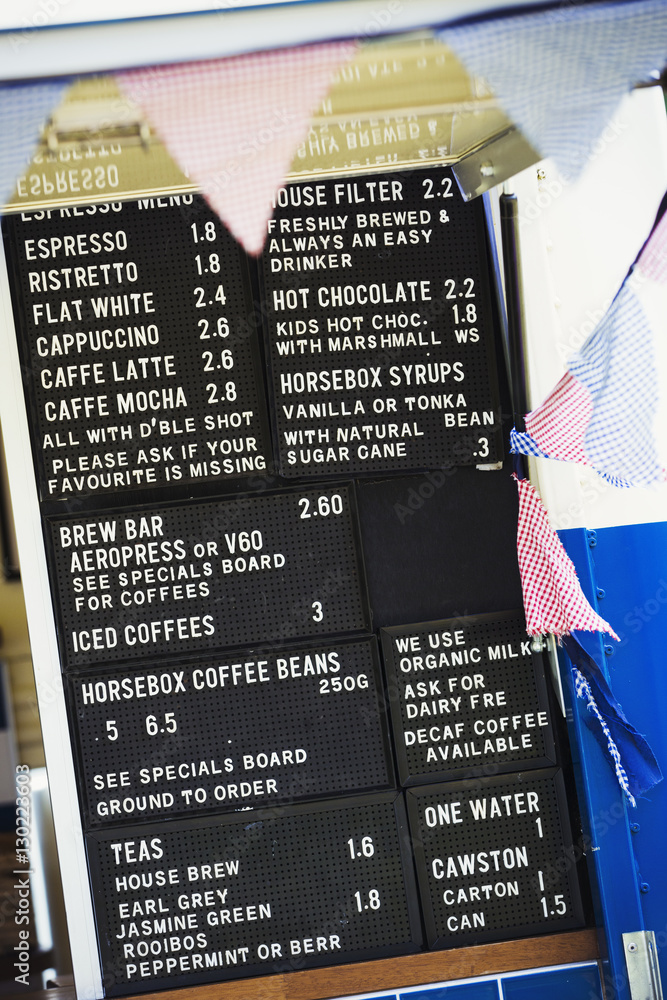 Coffee shop menu on a blackboard. Stock Photo | Adobe Stock