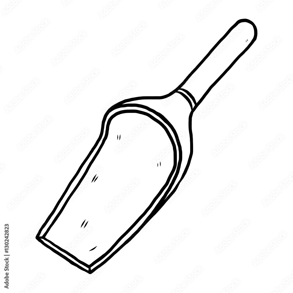 wooden scoop / cartoon vector and illustration, black and white, hand ...