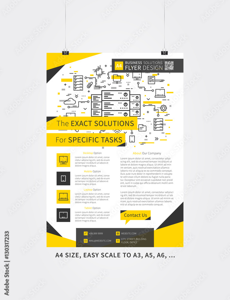 Flyer layout vector illustration. Simple leaflet (poster) template ...