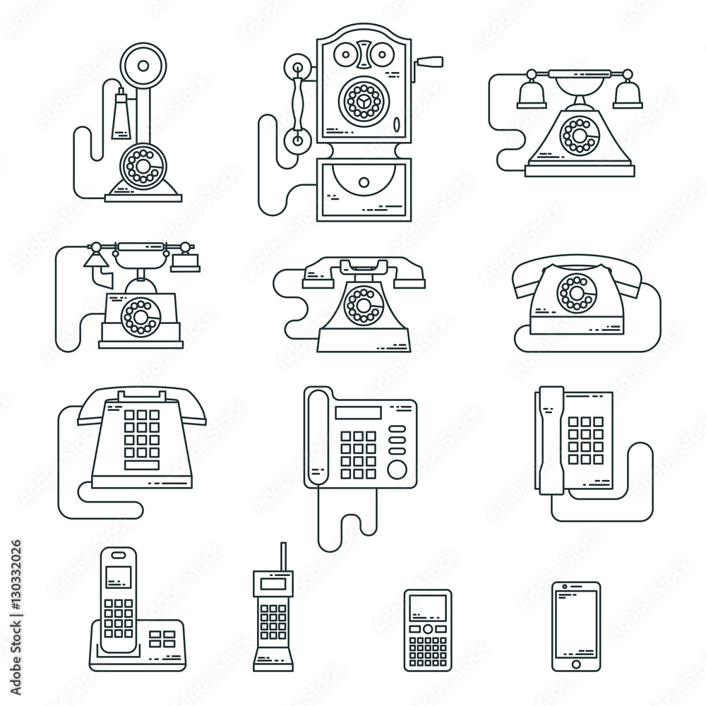 Vector illustration of evolution of communication devices from classic ...