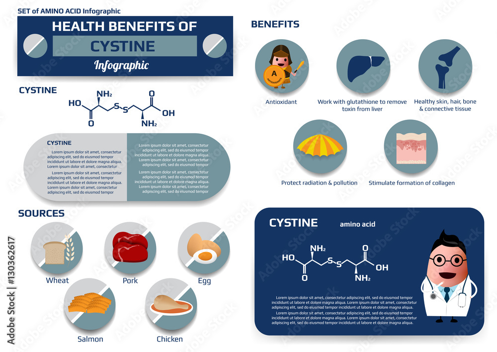 Health benefits of cystine (amino acid) infographic,supplement and ...