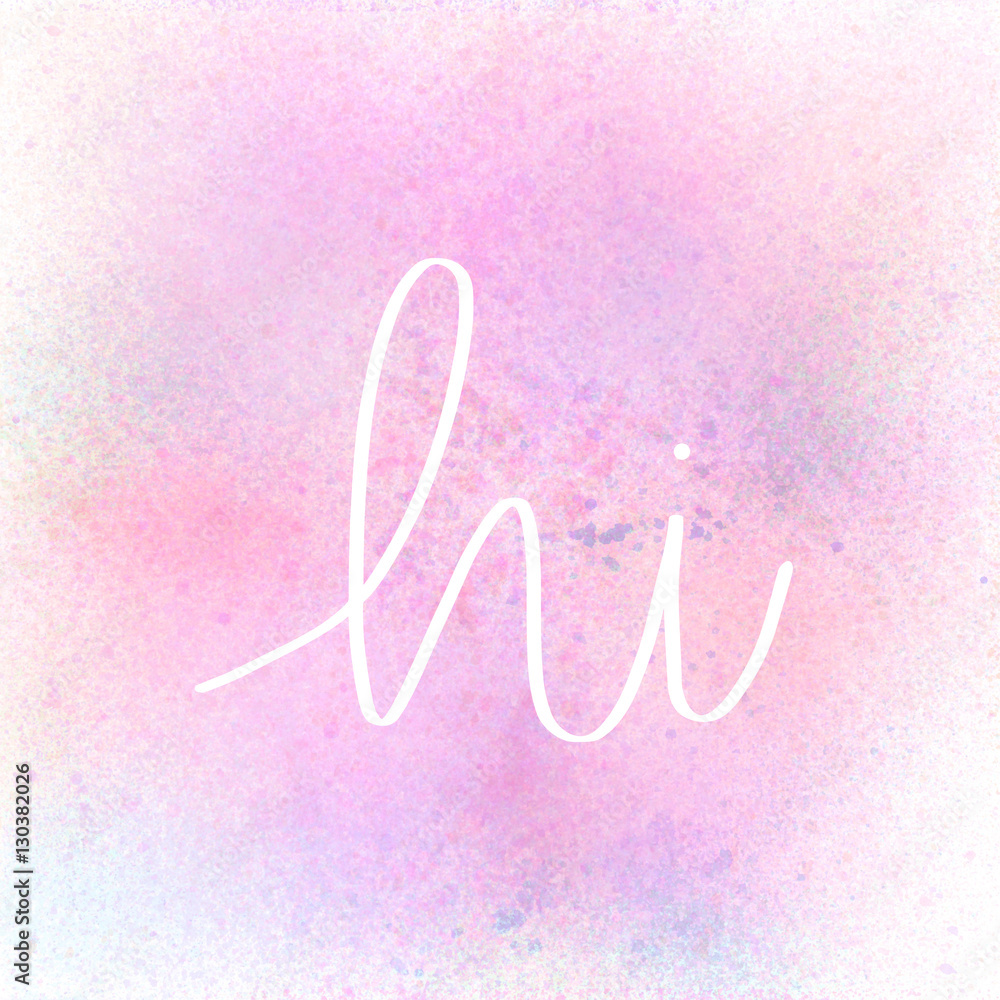Hi lettering on pastel watercolor background Stock Illustration | Adobe ...
