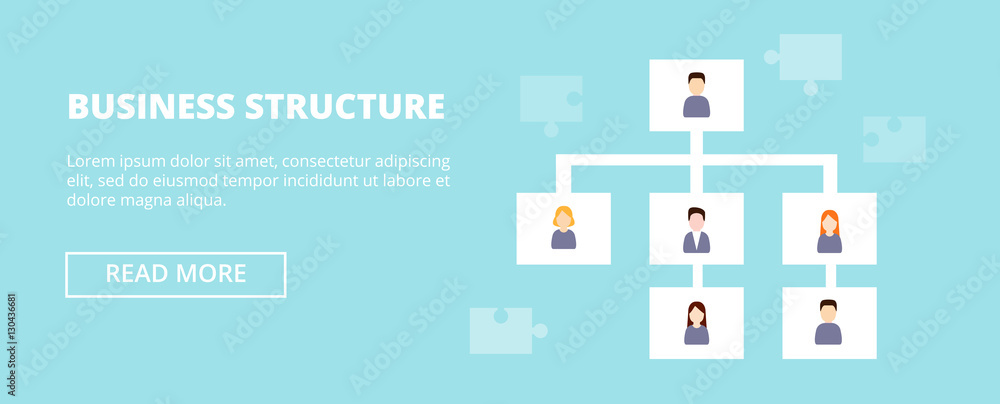 Business Structure horizontal banner with workers hierarchy ...