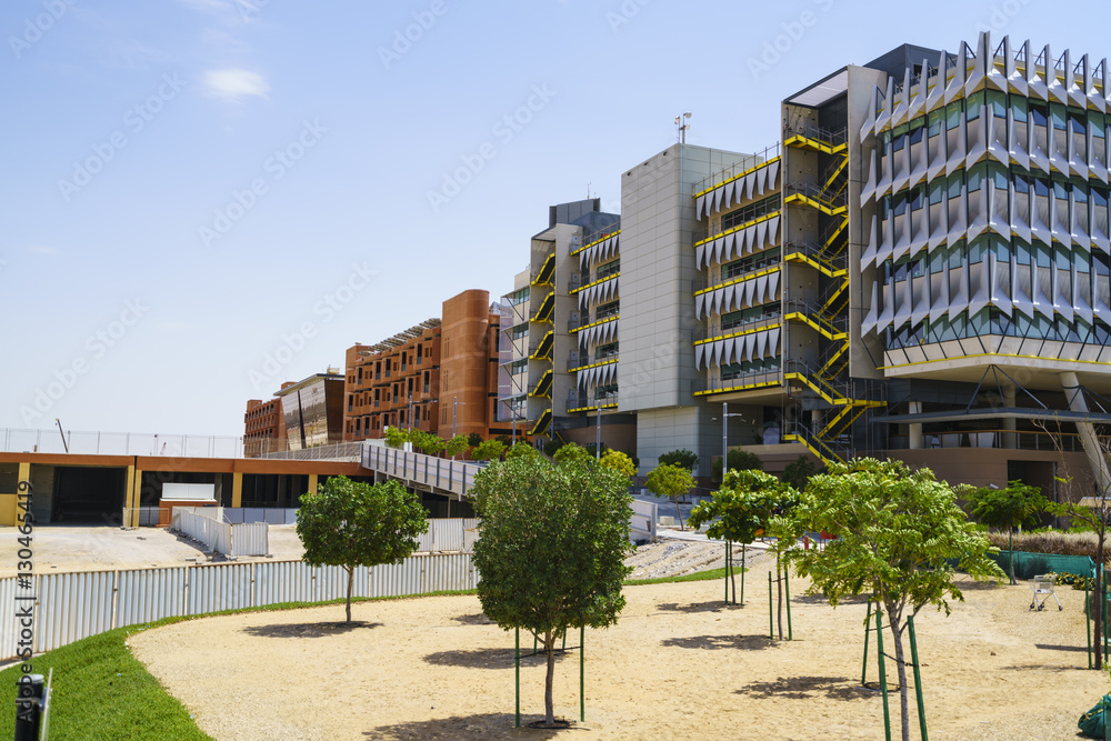 Masdar City, a carbon neutral building project relying on solar energy ...