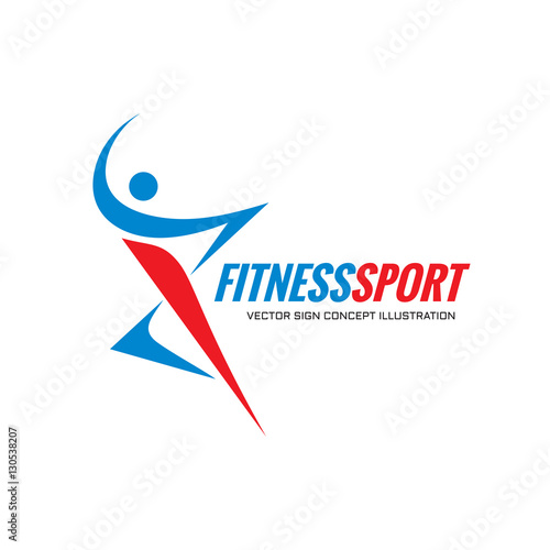 Fitness Sport - vector logo template concept illustration. Human ...