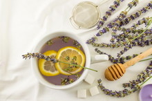 Lavender Cup Of Tea And Lemon Free Stock Photo - Public Domain Pictures