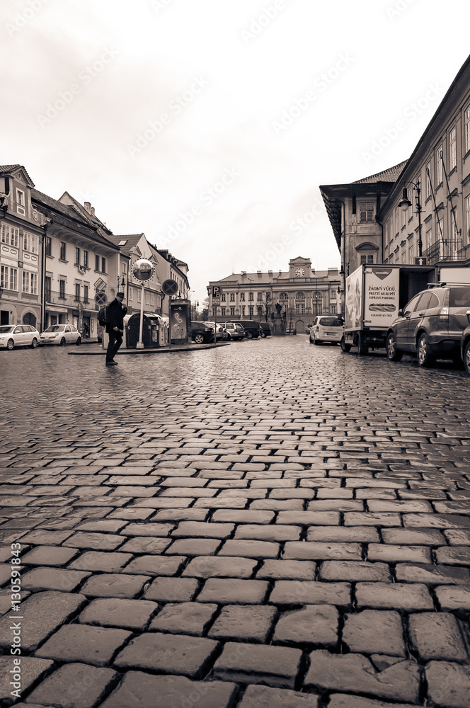 cobblestone Pavement. Prague street architecture Stock Photo | Adobe Stock