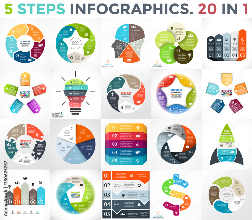 Vector circle infographics set. Business diagrams, arrows graphs ...