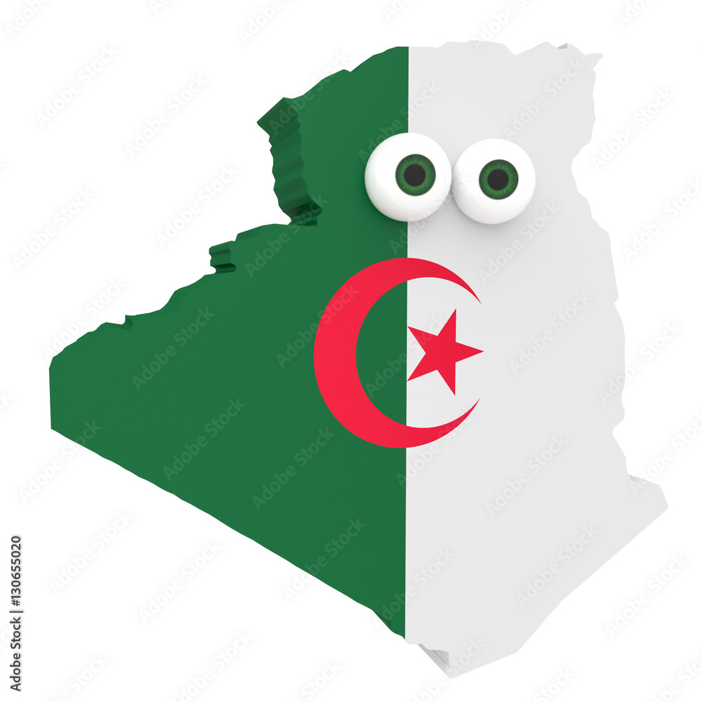 Cartoon Algerian Flag Map Algeria With Big Eyes Isolated On White ...