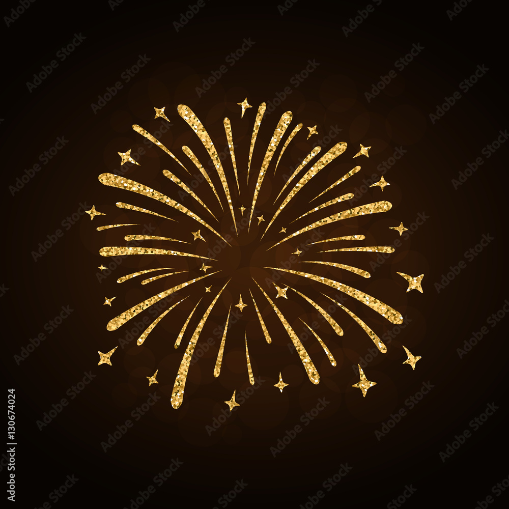 Firework gold isolated. Beautiful golden firework on black background ...
