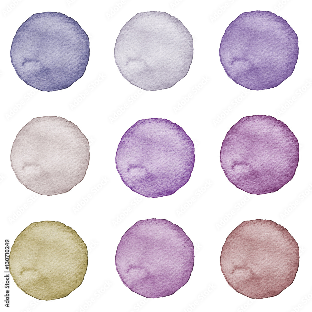 Set of watercolor circles pastel colors. Illustration for artistic ...