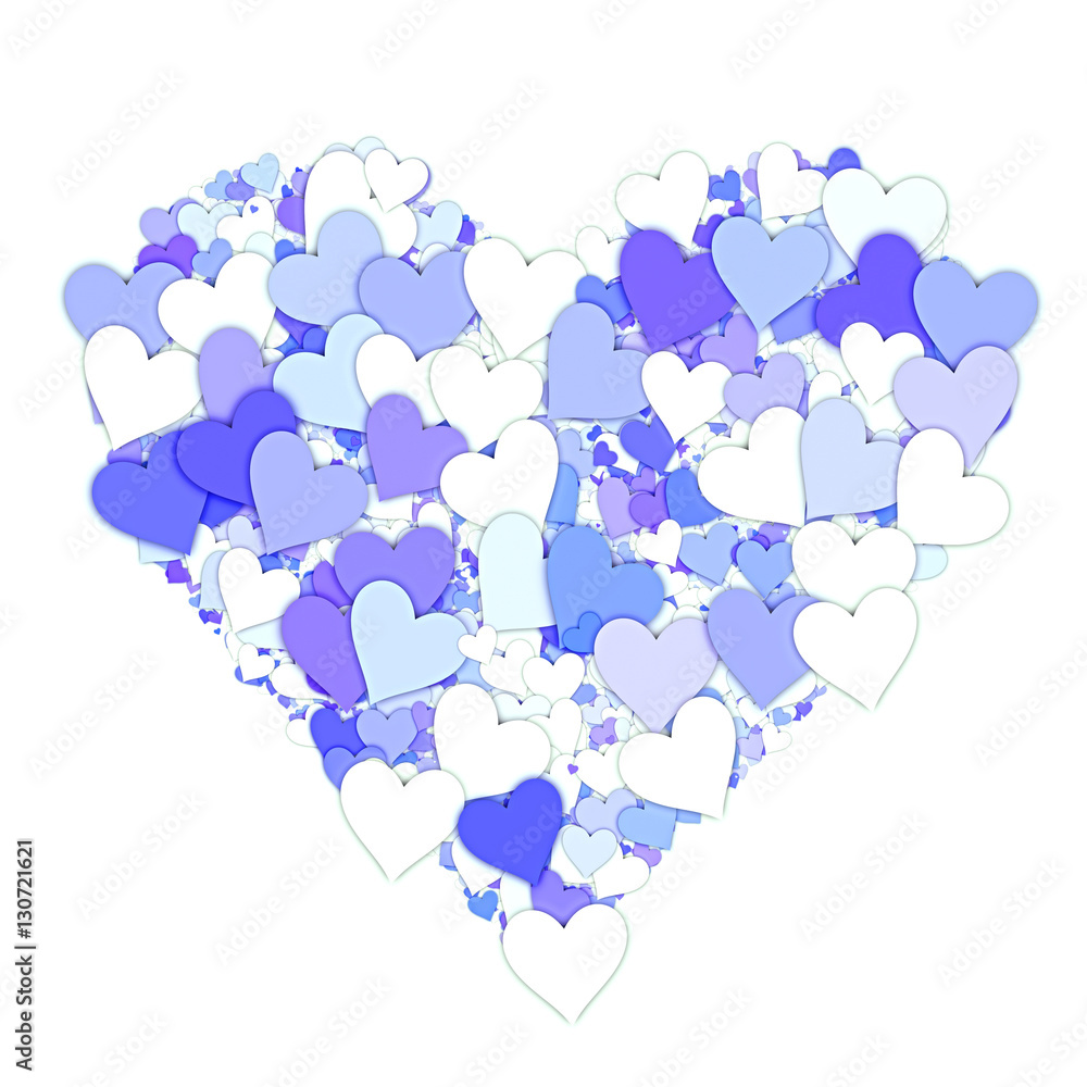 Ilustración de Stock Heart of many blue small hearts. | Adobe Stock