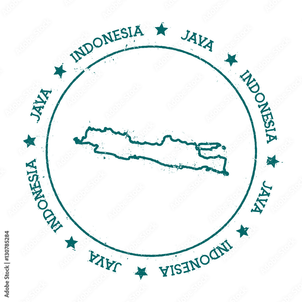 Java vector map. Distressed travel stamp with text wrapped around a ...