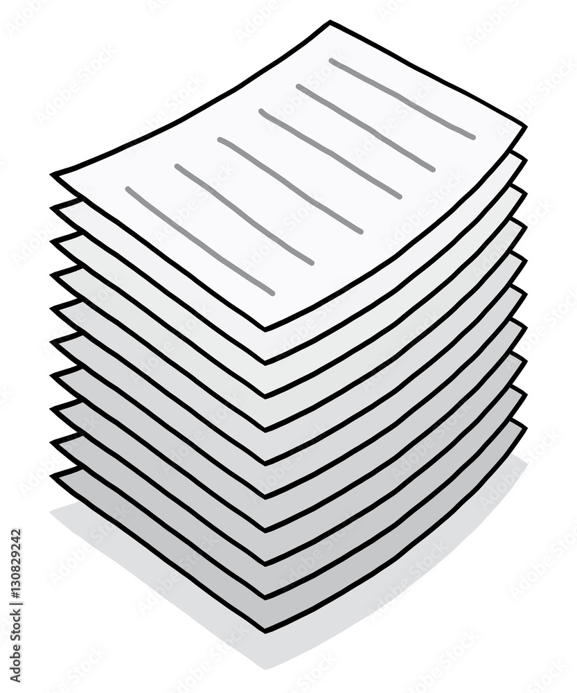 stack of paper / cartoon vector and illustration, hand drawn style ...