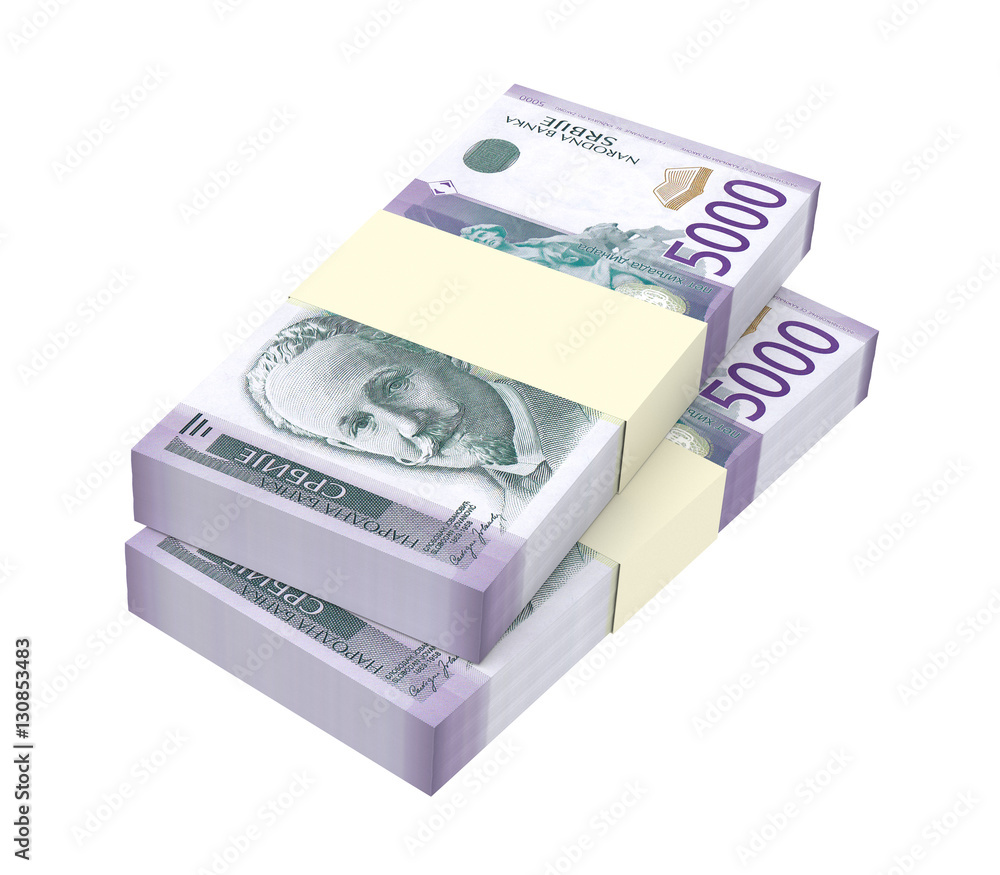 Serbian dinar isolated on white background. 3D illustration. Stock ...