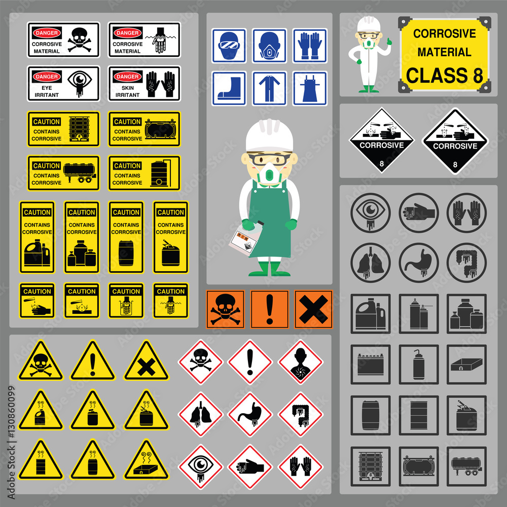 Dangerous Goods and Hazardous Materials - Set of Signs and Symbols of ...