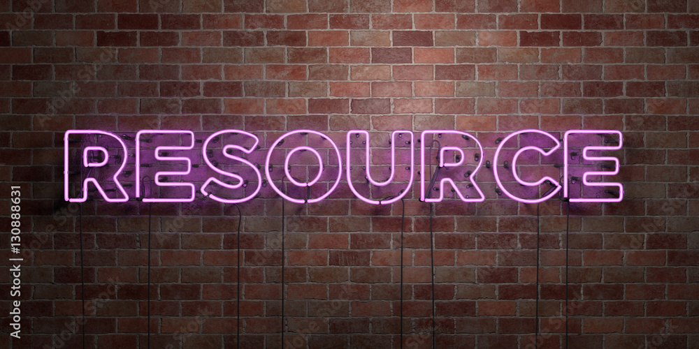 RESOURCE - fluorescent Neon tube Sign on brickwork - Front view - 3D ...