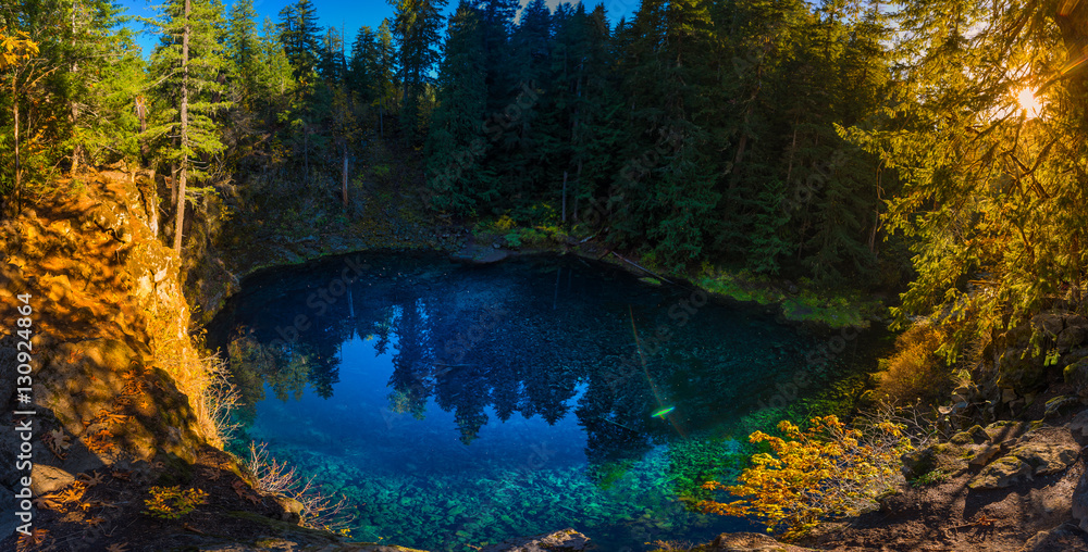 Tamolitch Blue Pool Oregon Sunset Panorama Stock Photo | Adobe Stock
