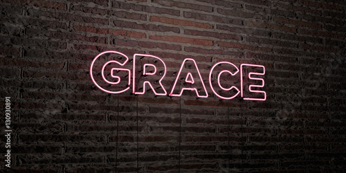 GRACE -Realistic Neon Sign on Brick Wall background - 3D rendered ...