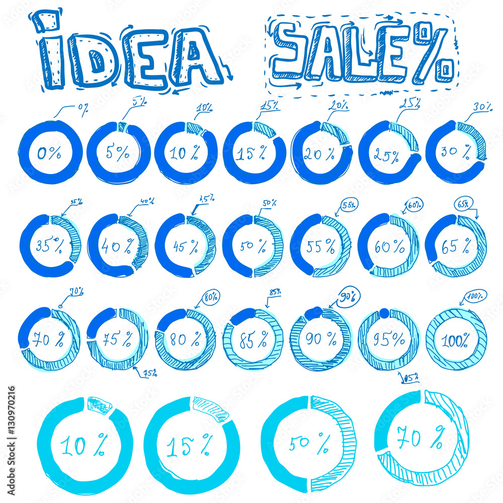 Colorful pie charts. Ux percent download, dashboard for app, web ...