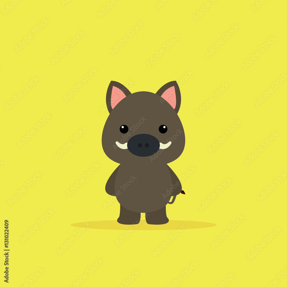 Cute Cartoon wild boar Stock Vector | Adobe Stock