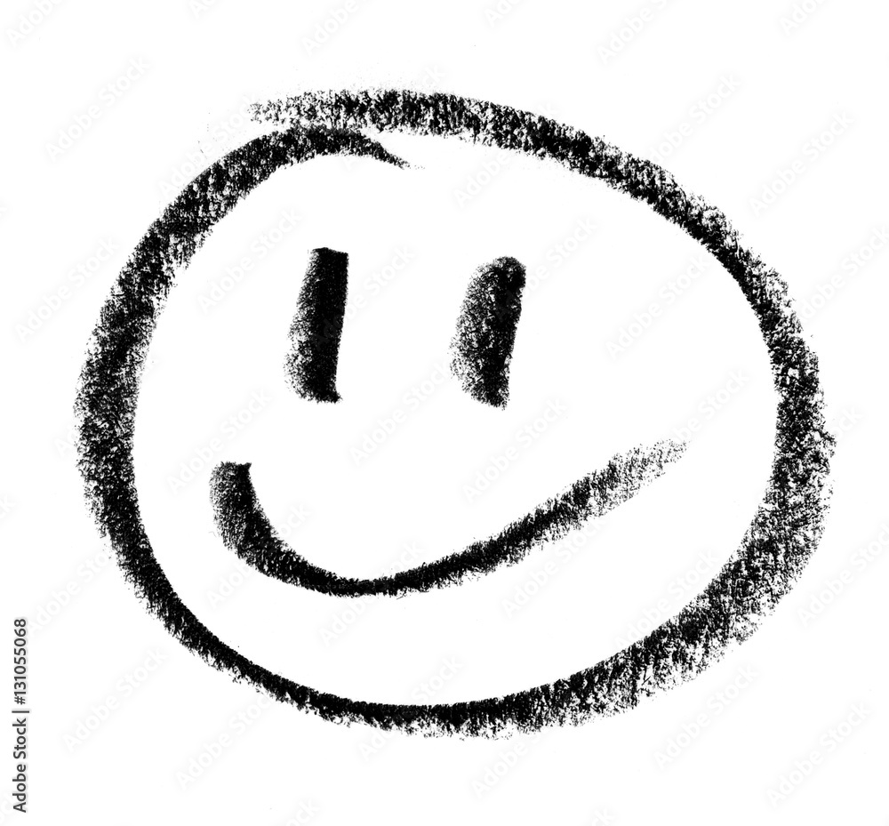 Foto de Stock Scan of a hand drawn crayon smiley face | Adobe Stock