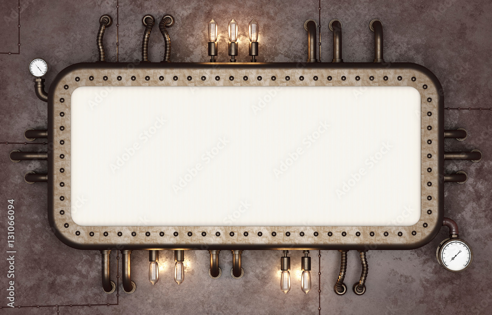 Steampunk signboard. Retro futuristic display Stock Photo | Adobe Stock