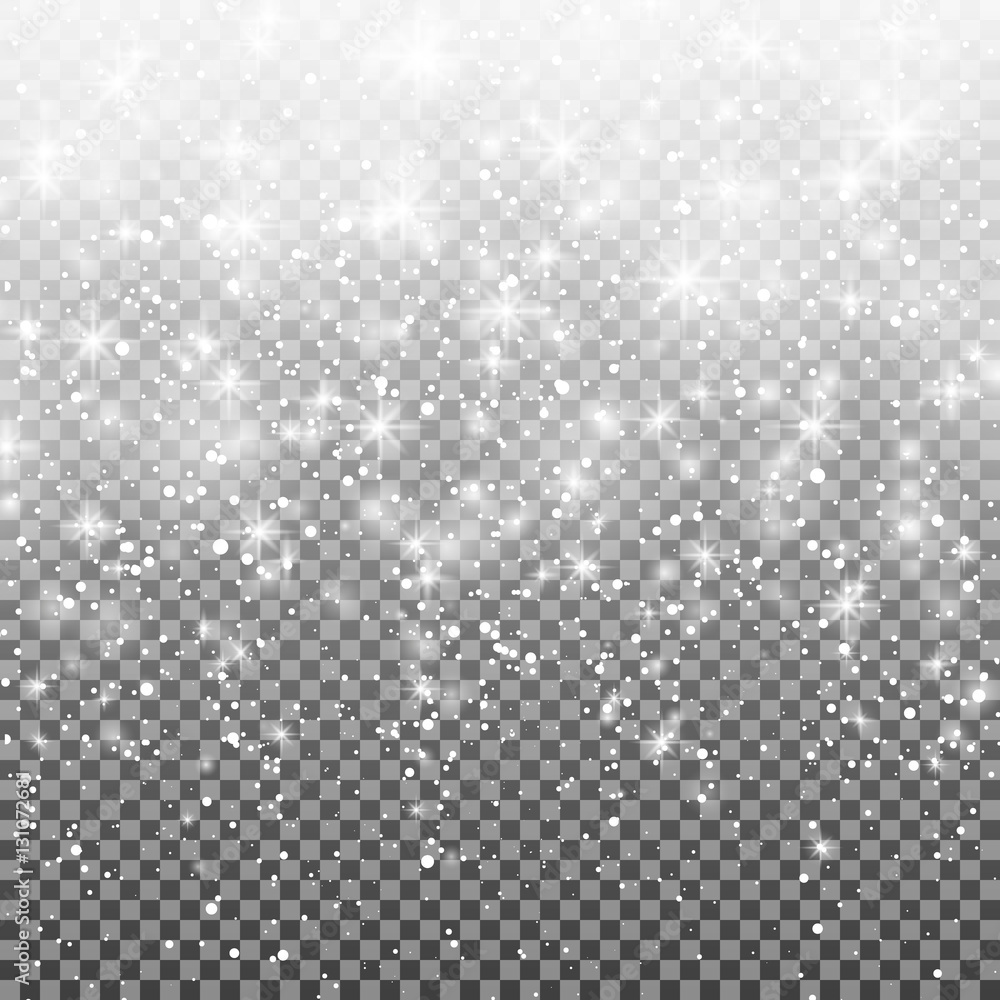 Falling snow on a transparent background. Vector illustration 10 EPS ...