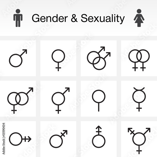 Gender And Sexuality Types Line Icons Set Outline Vector Symbol