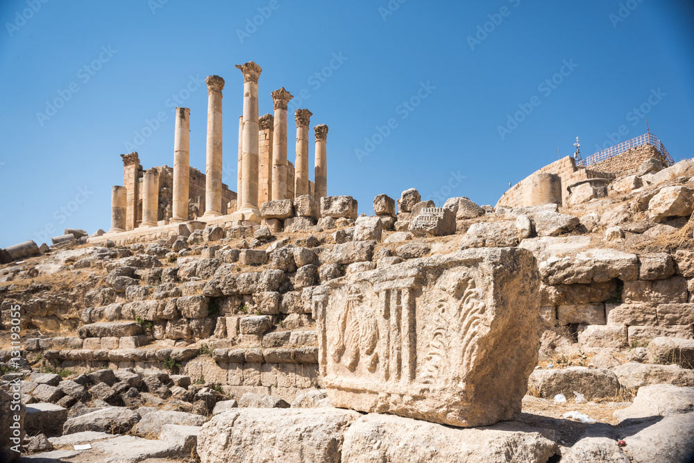 Column of an ancient Roman temple in Jerash Stock Photo | Adobe Stock