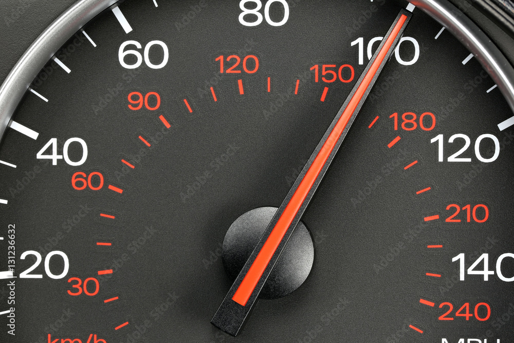 speedometer at 100 MPH Stock Photo | Adobe Stock