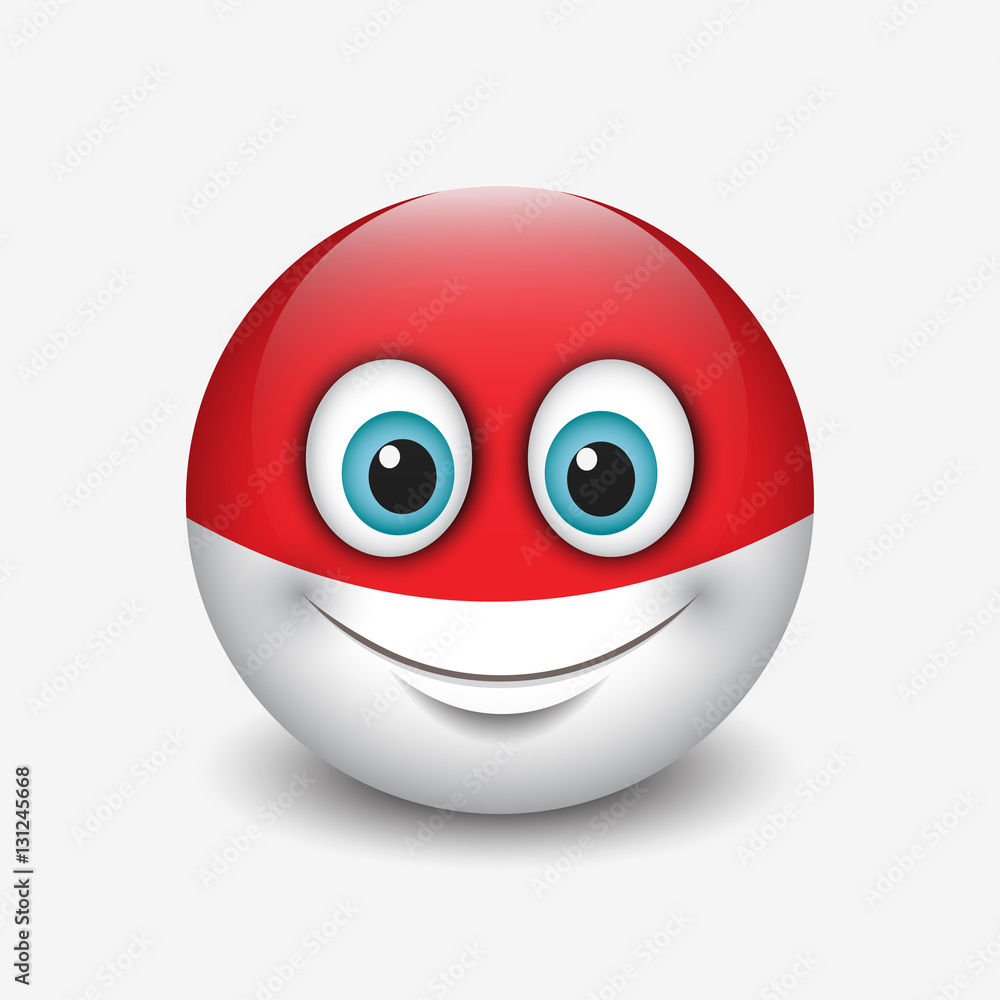 Cute emoticon isolated on white background with Indonesia flag motive ...