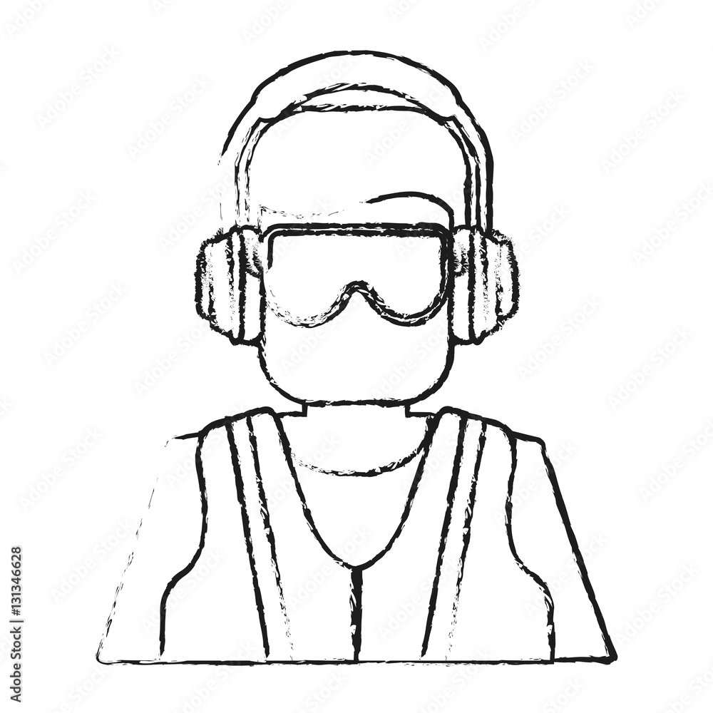 Man with safety cloth icon. Industrial security and protection theme ...