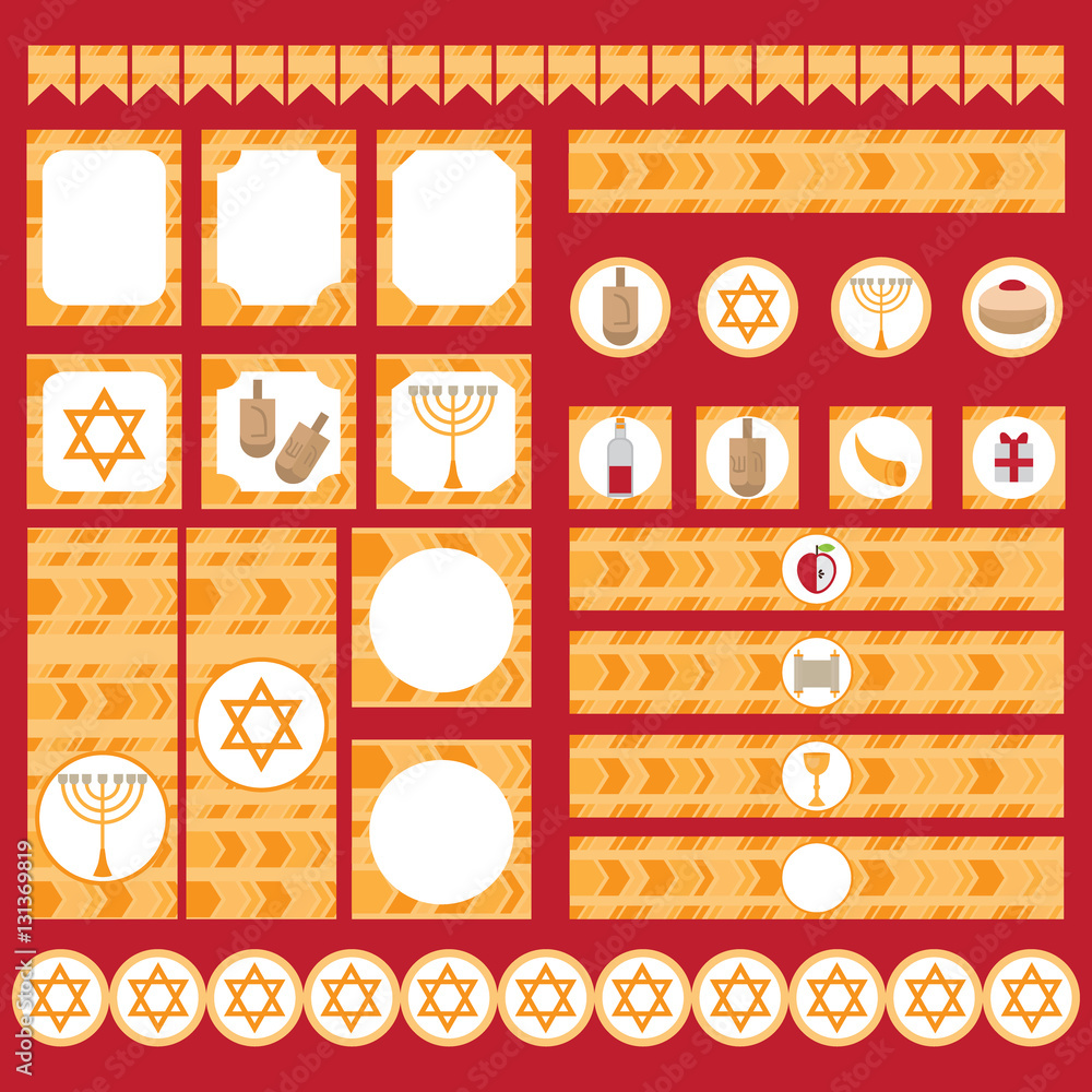 Printable set of Jewish holiday Hanukkah party elements. Templates ...