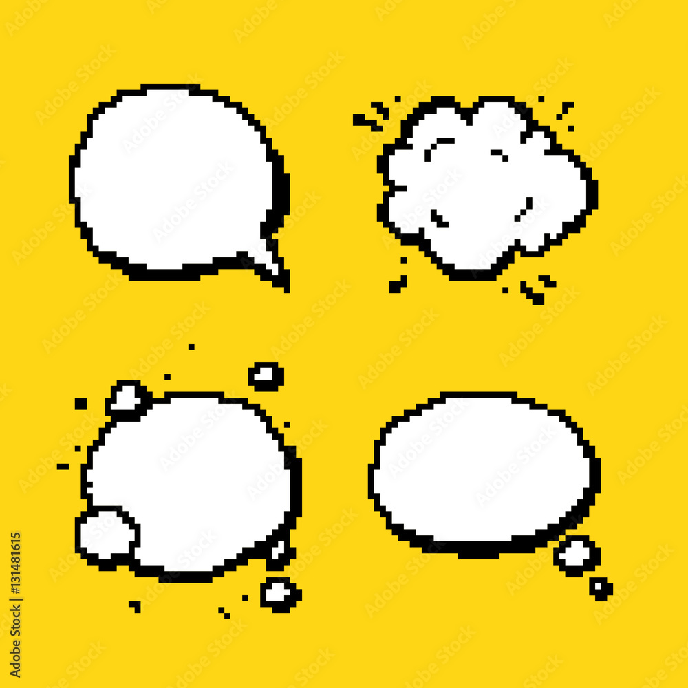 Pixel pop art speech bubbles isolated vector Stock Vector | Adobe Stock