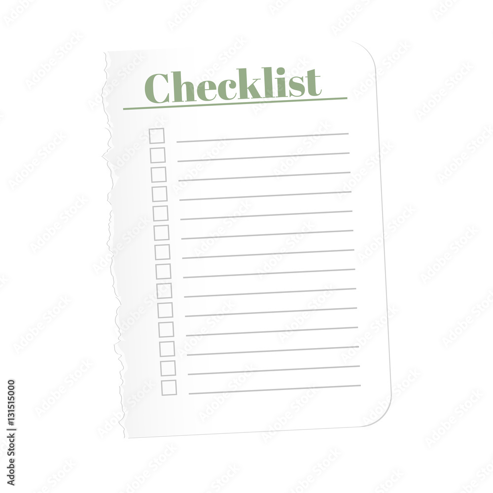 Check list. Torn a blank sheet of paper to record the completed tasks ...