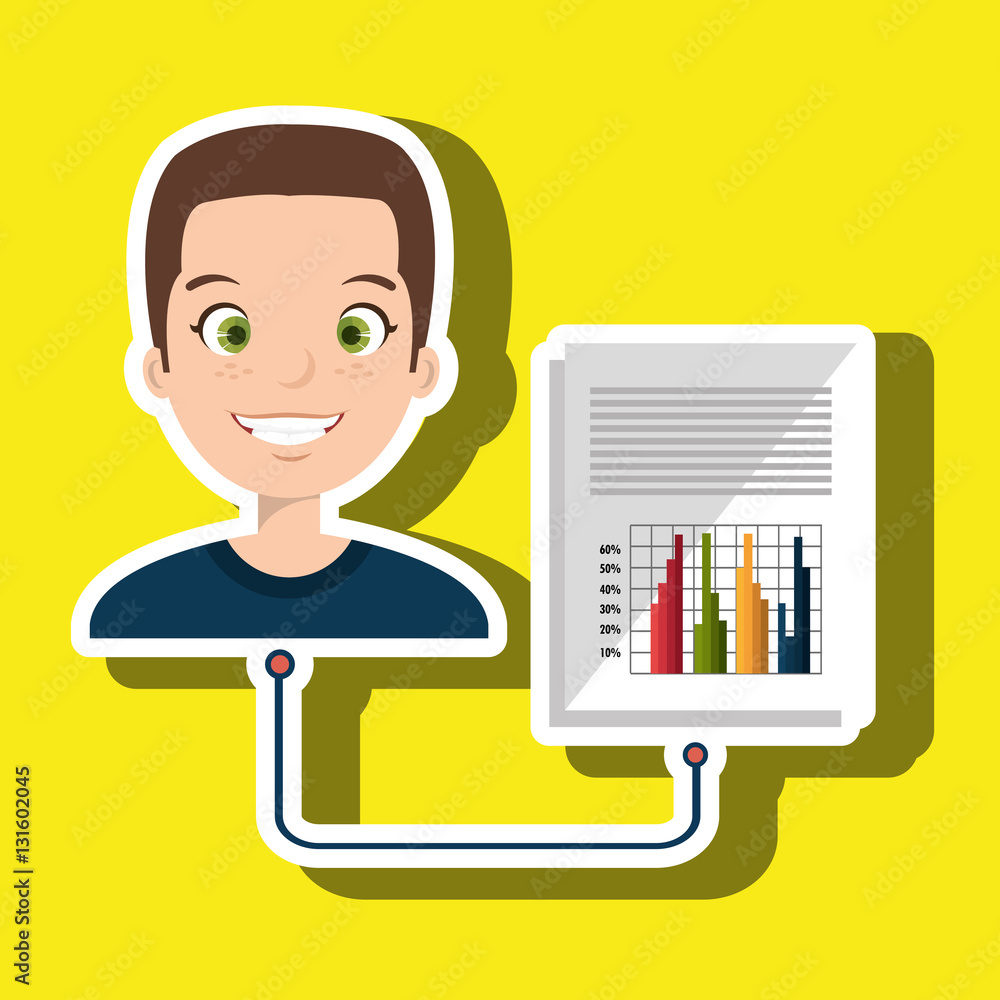 man cartoon infographic statistics vector illustration eps 10 Stock ...