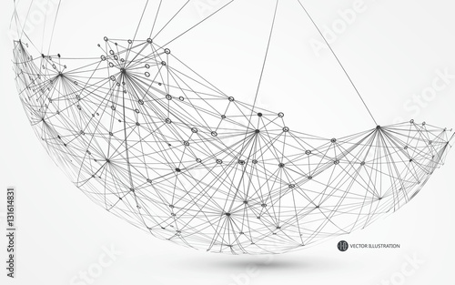 Dotted lines connected to the abstract graphics, network connections ...