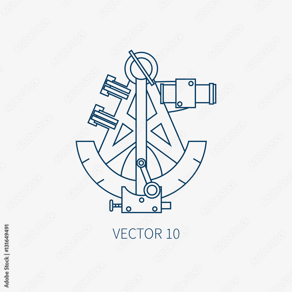 Vector de Stock Line flat vector blue marine icon with nautical design ...
