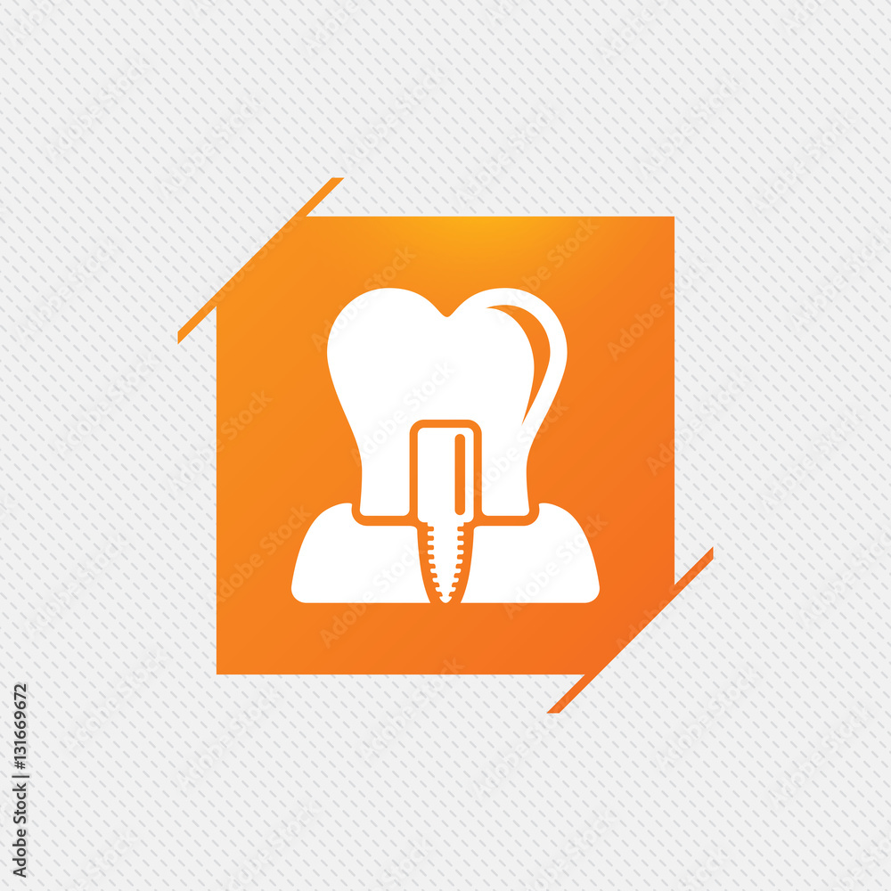 Tooth implant sign icon. Dental care symbol. Stock Vector | Adobe Stock