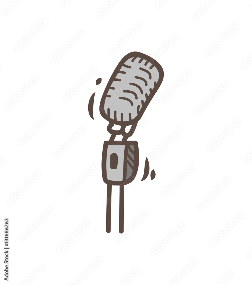 Microphone doodle isolated on white background Stock Vector | Adobe Stock