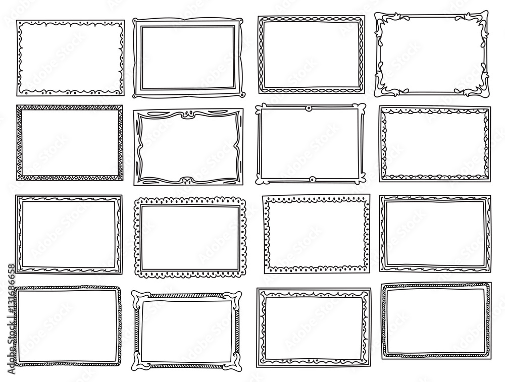 Set of frame doodle isolated on white background Stock Vector | Adobe Stock